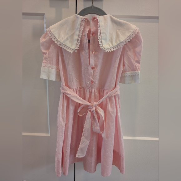 Vintage | Dresses | Handmade Vintage 9s Girls Pink And White Lace Trim ...